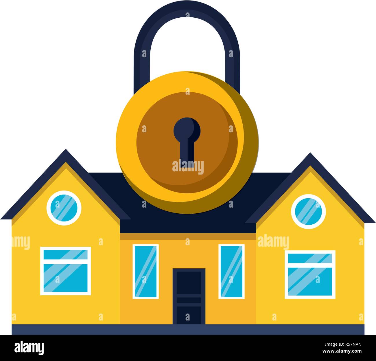 smart home security padlock white background vector illustration Stock ...