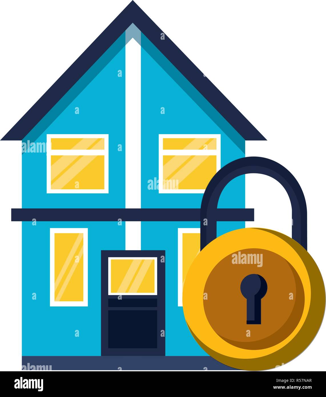 smart home security padlock white background vector illustration Stock ...