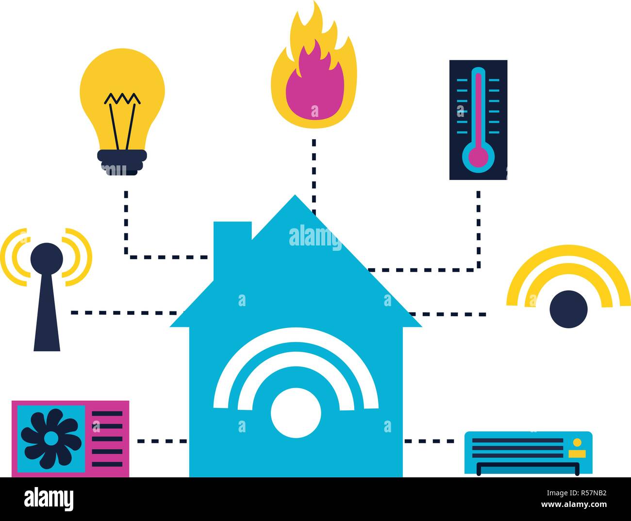 smart home system technology connection vector illustration Stock ...