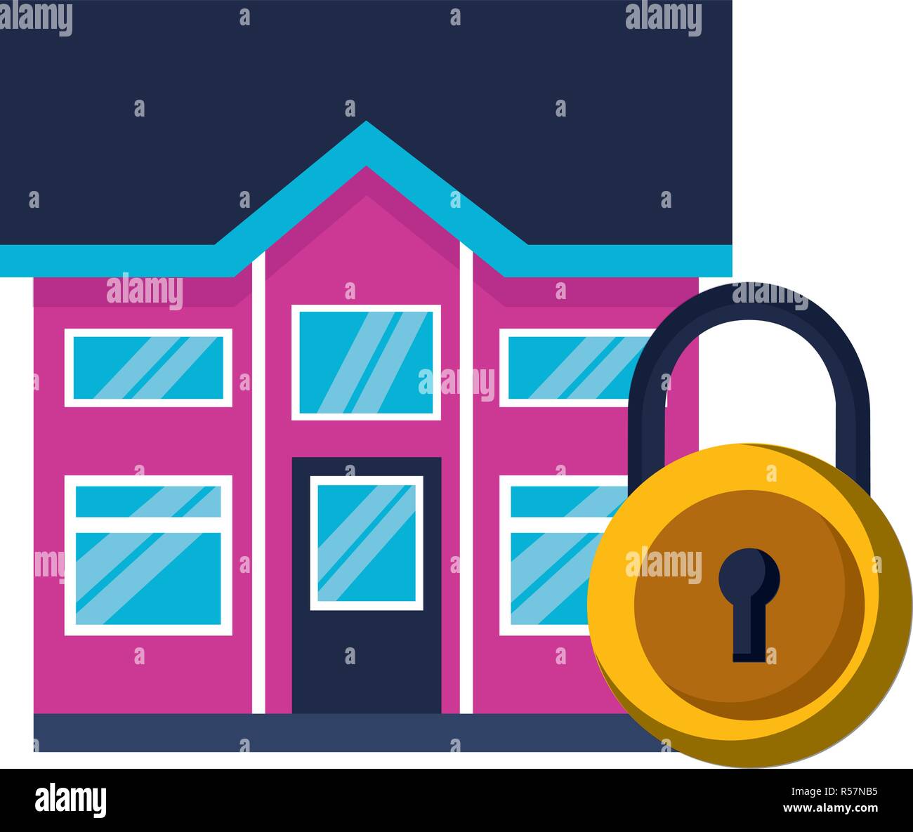 smart home security padlock white background vector illustration Stock ...