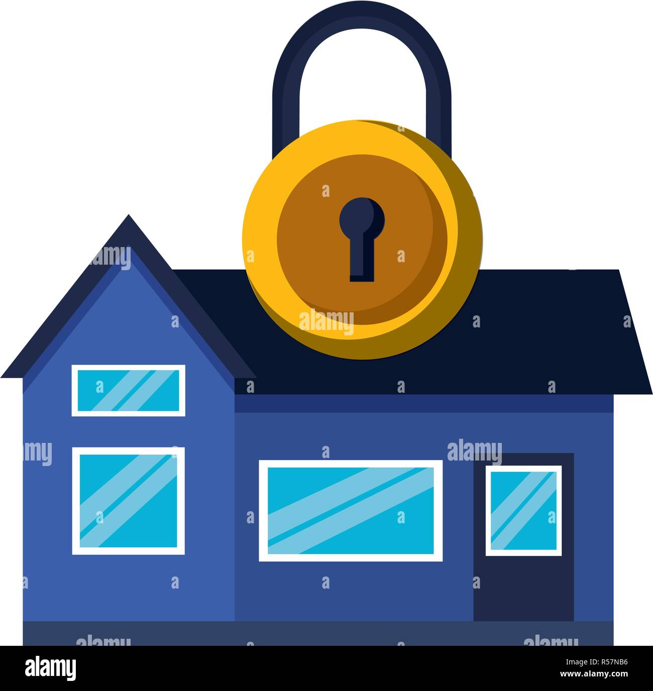 smart home security padlock white background vector illustration Stock ...