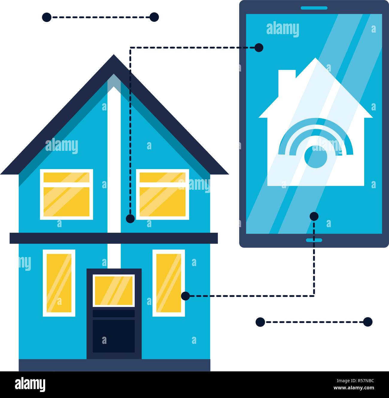 smart home smartphone monitoring control app vector illustration Stock ...