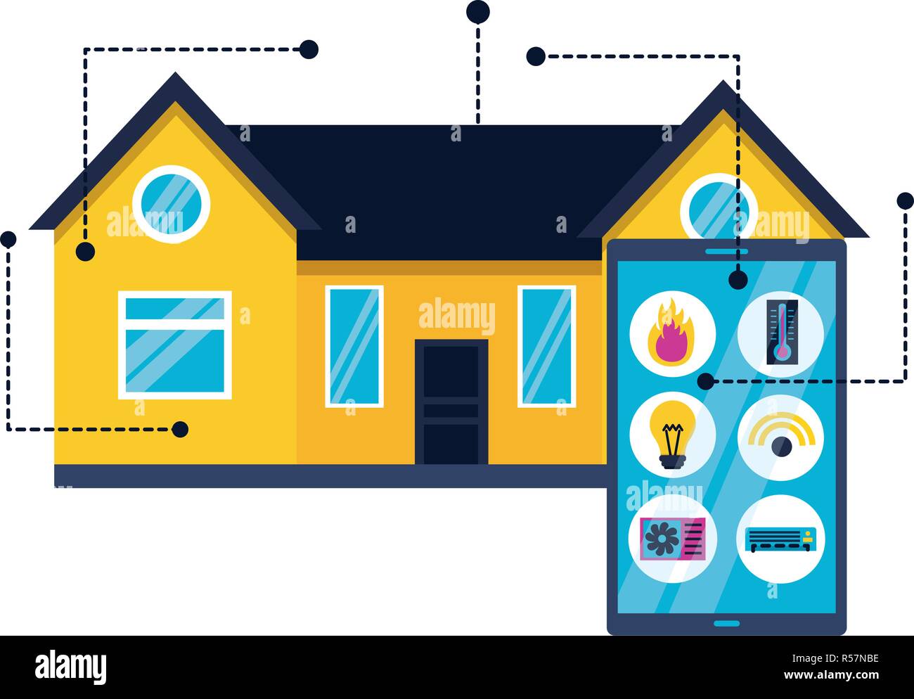 smart home smartphone monitoring control app vector illustration Stock ...