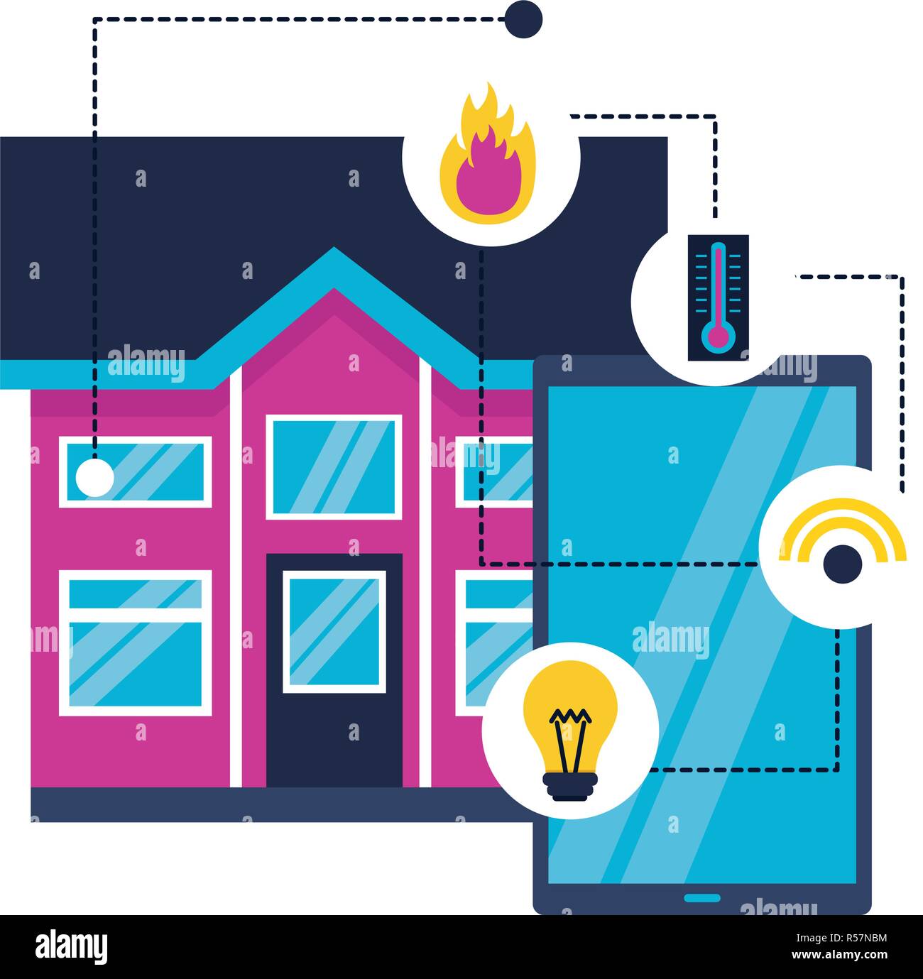 smart home smartphone monitoring control app vector illustration Stock ...
