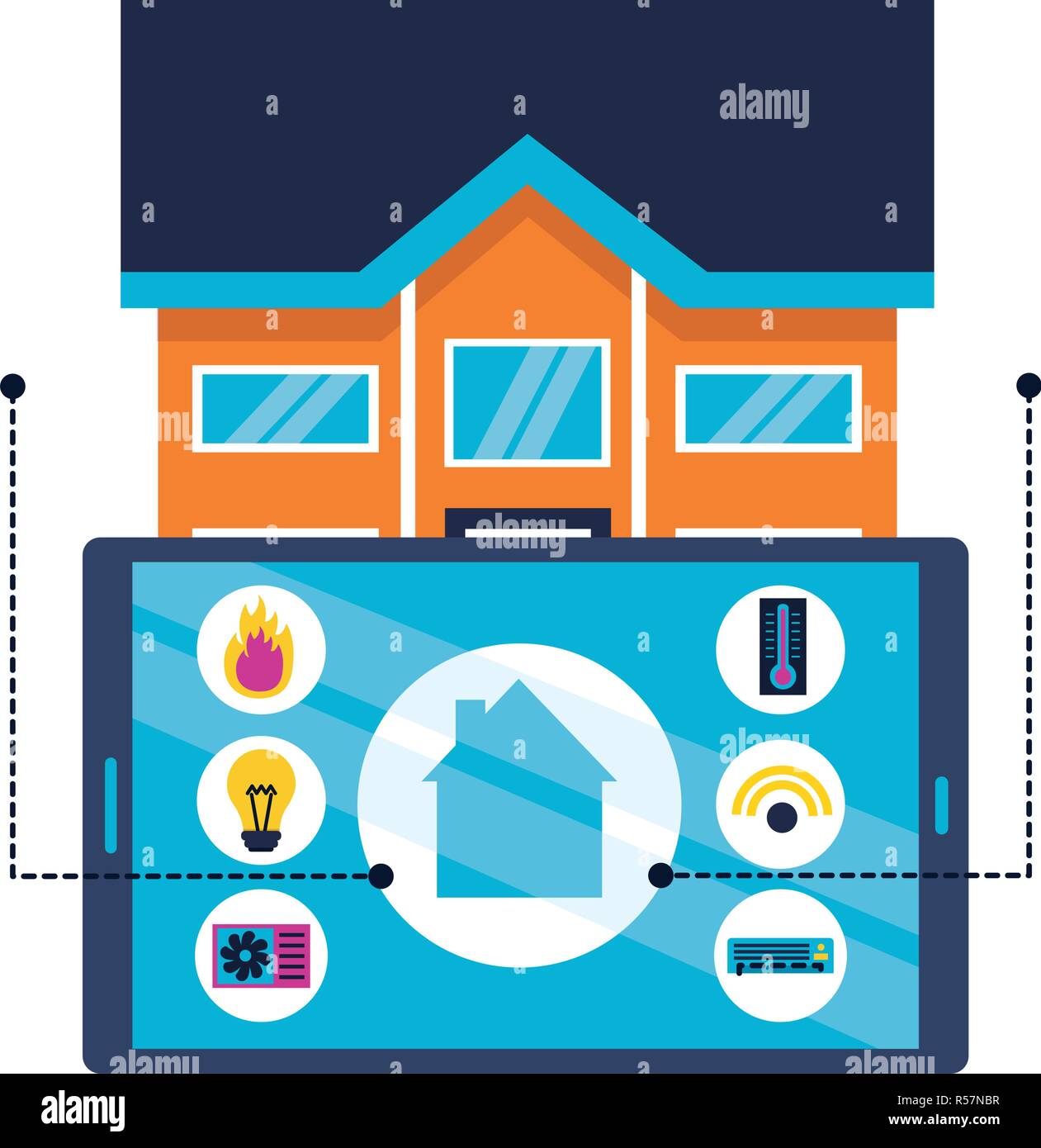 smart home smartphone monitoring control app vector illustration Stock ...