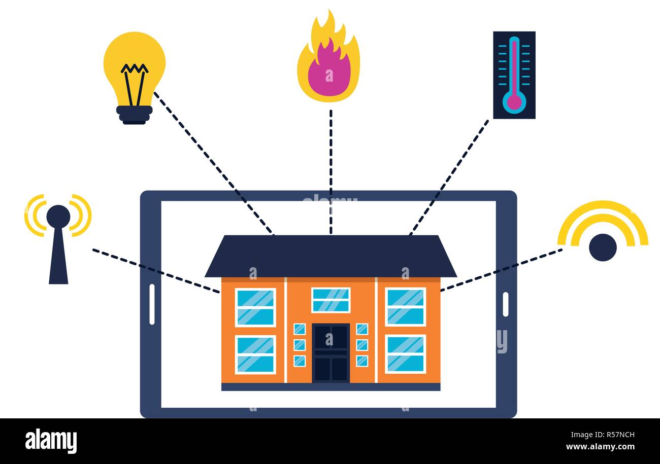 smart home smartphone monitoring control app vector illustration Stock ...