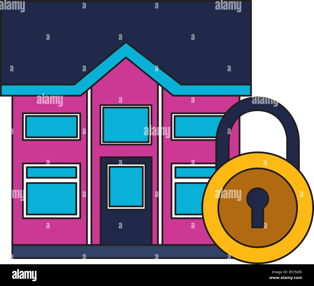 smart home security padlock white background vector illustration Stock ...