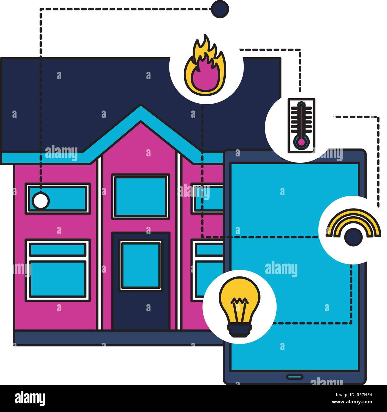 smart home smartphone monitoring control app vector illustration Stock ...