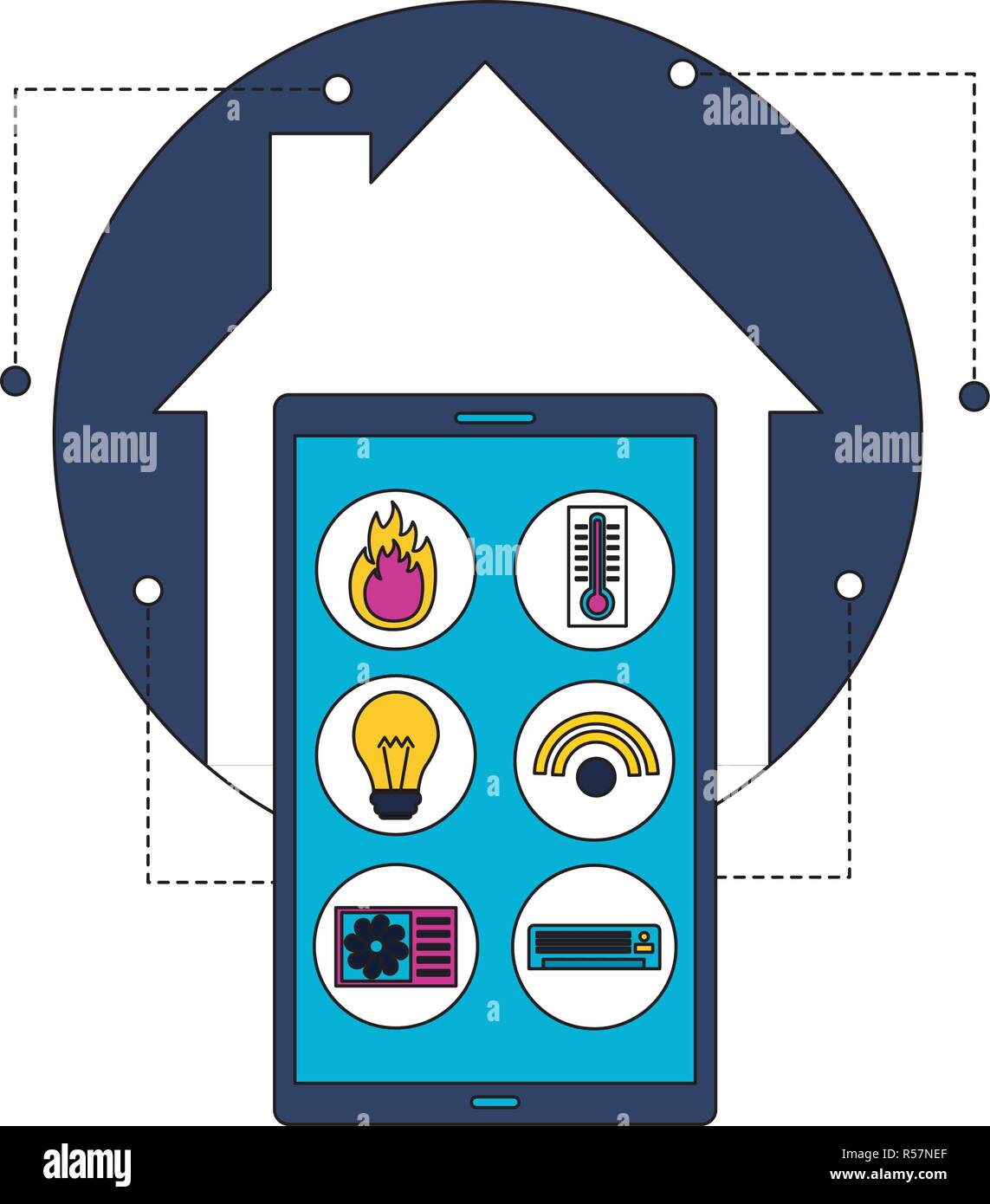 smart home smartphone monitoring control app vector illustration Stock ...