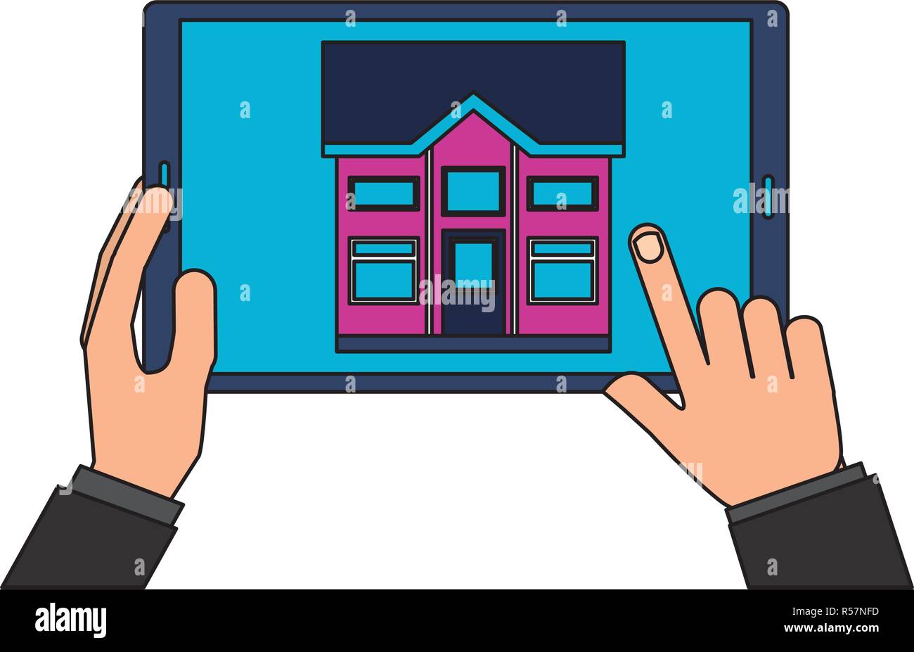 hand with mobile controller smart home vector illustration Stock Vector ...