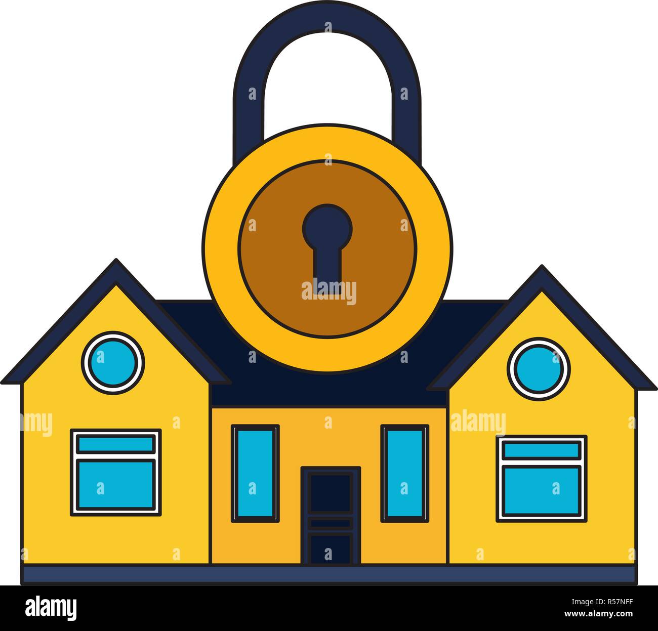 smart home security padlock white background vector illustration Stock ...