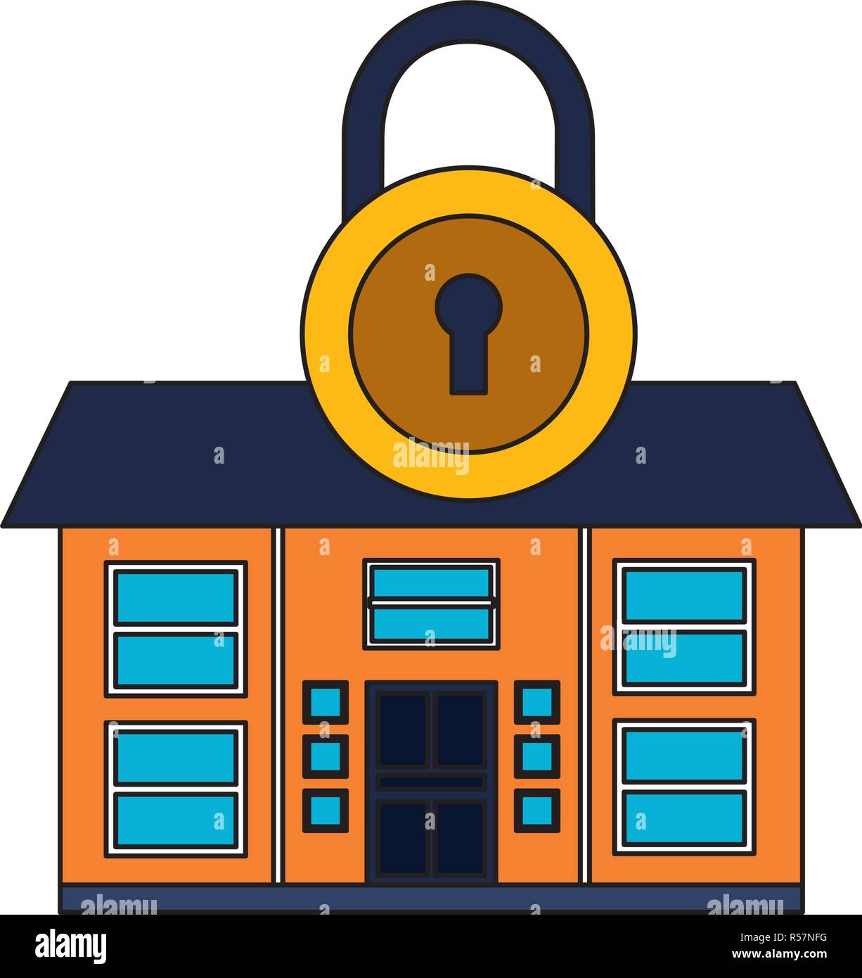 smart home security padlock white background vector illustration Stock ...