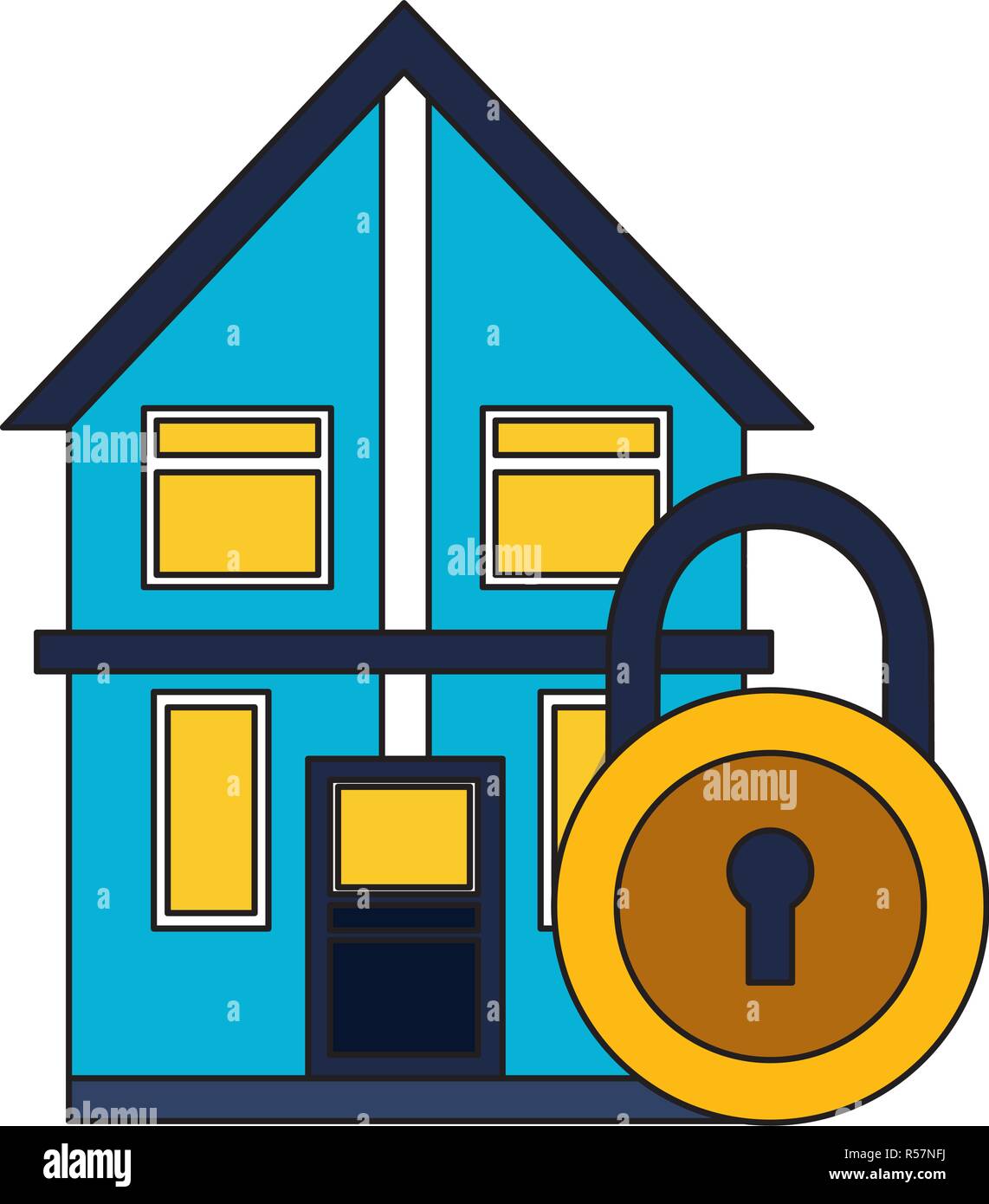 smart home security padlock white background vector illustration Stock ...