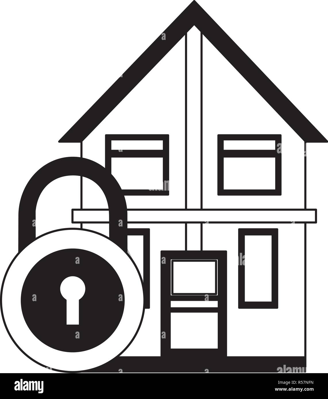 smart home security padlock white background vector illustration Stock ...