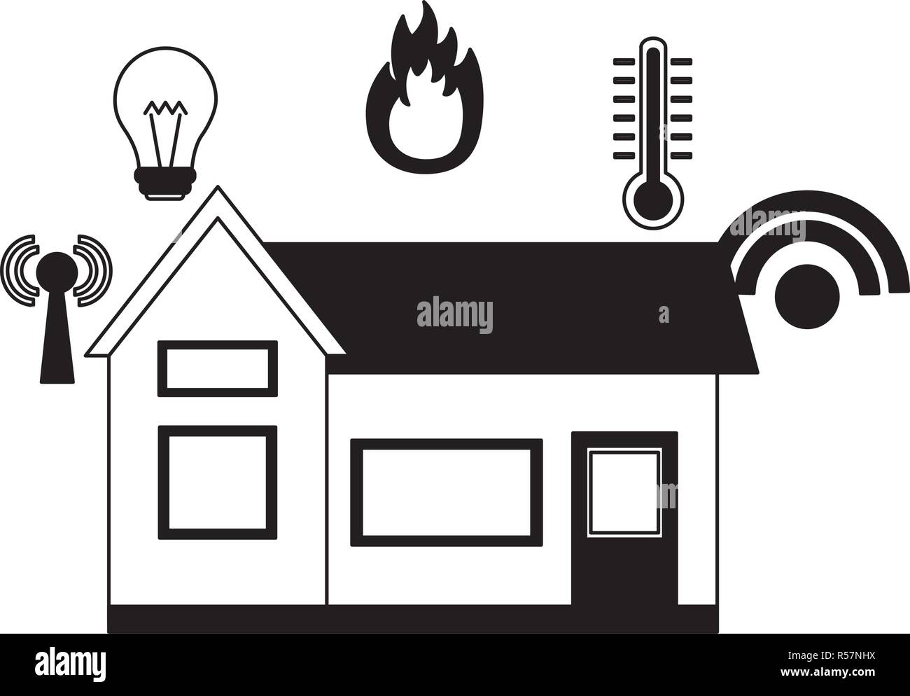 smart home smartphone monitoring control app vector illustration Stock ...