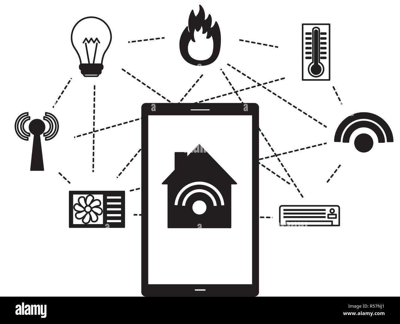 smart home smartphone monitoring control app vector illustration Stock ...