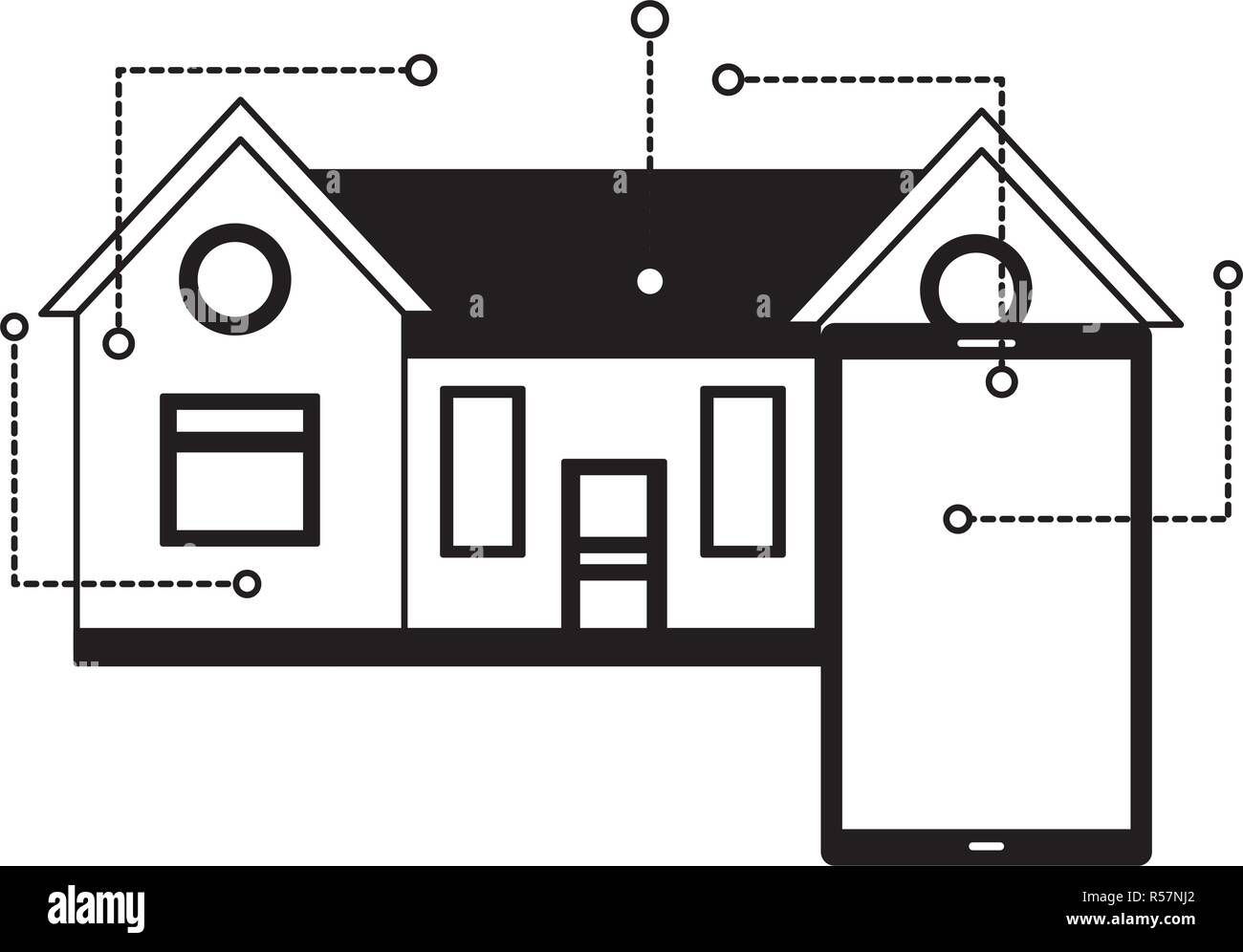 smart home smartphone monitoring control app vector illustration Stock ...