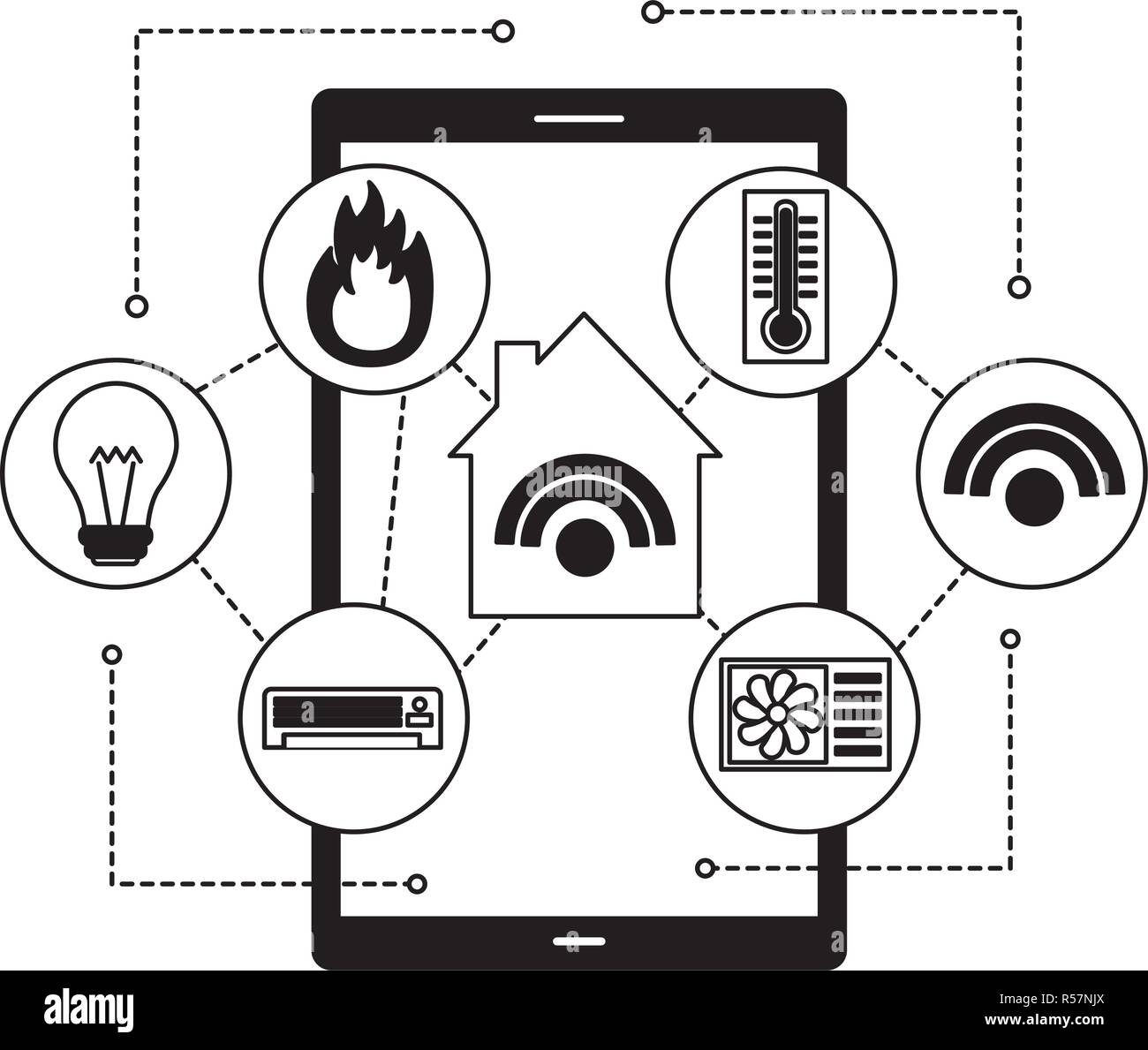 smart home smartphone monitoring control app vector illustration Stock ...