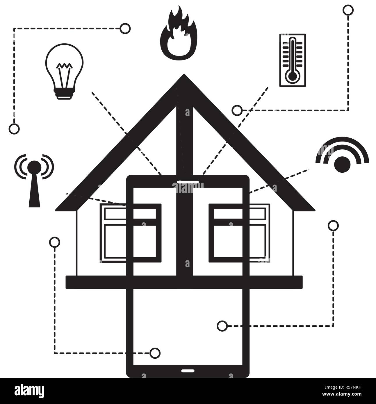 smart home smartphone monitoring control app vector illustration vector ...