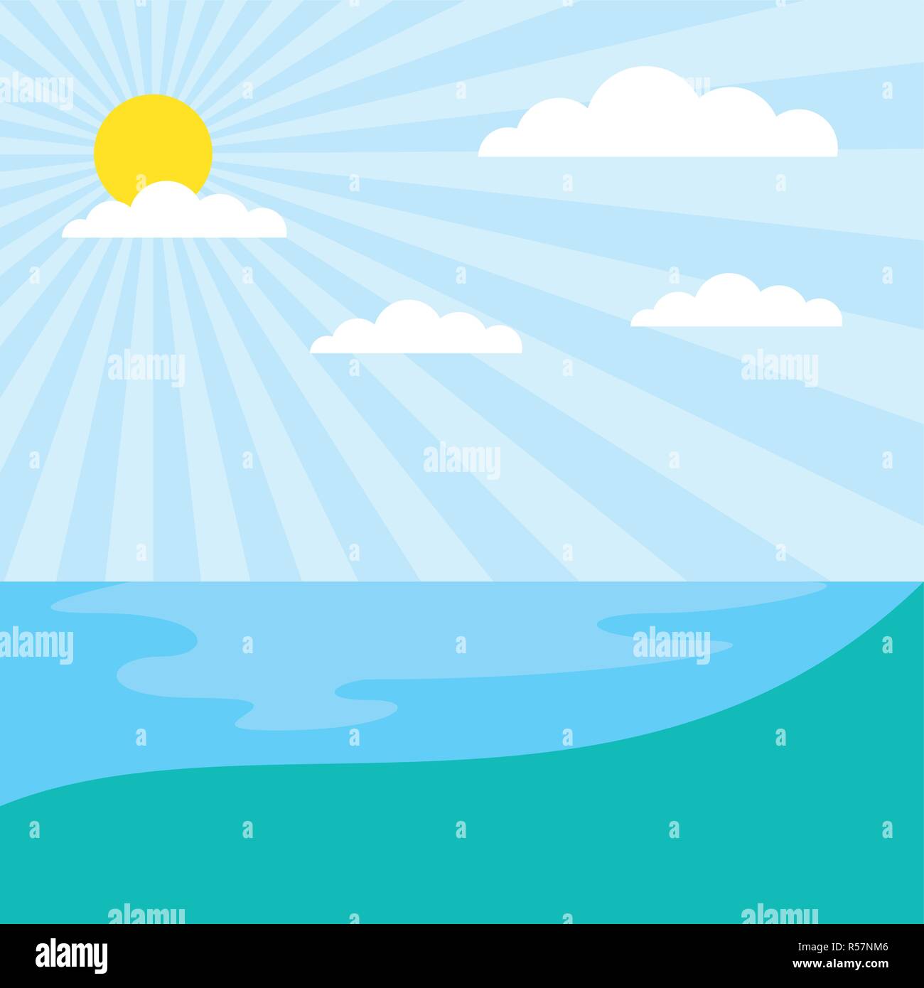 sunny day natural lake landscape vector illustration Stock Vector Image ...
