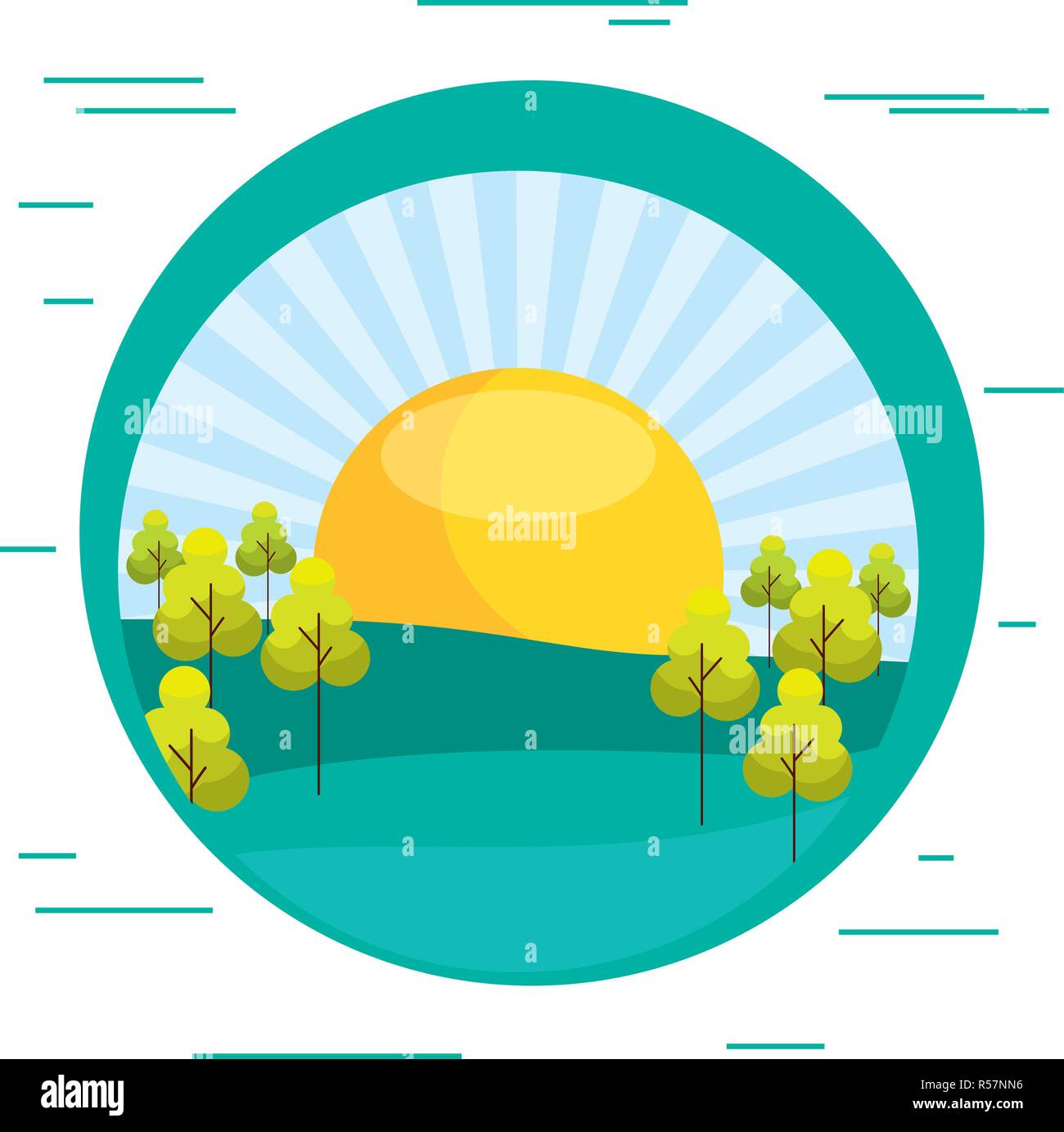 sunny day natural lake landscape vector illustration Stock Vector Image ...