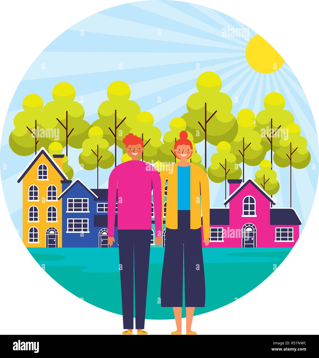 American suburbs with sky Stock Vector Images - Alamy