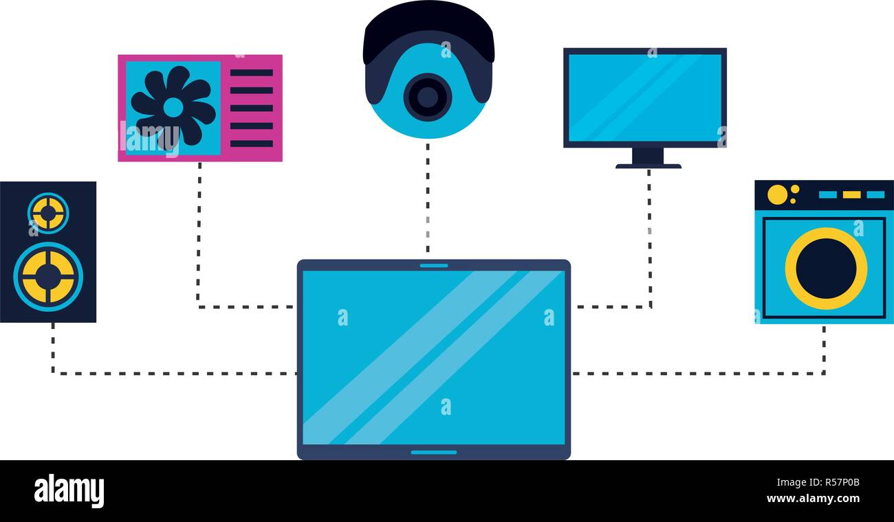 smart home devices technology digital vector illustration Stock Vector ...