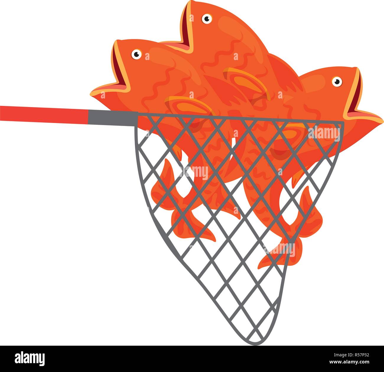 fishing sport fishes catched in net vector illustration Stock Vector ...