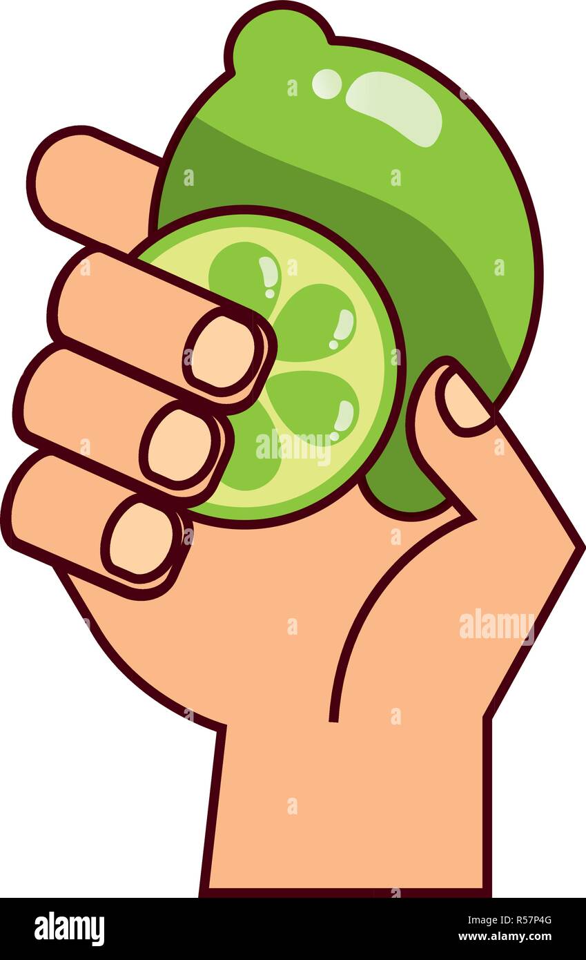 hand with lemon on white background vector illustration Stock Vector ...