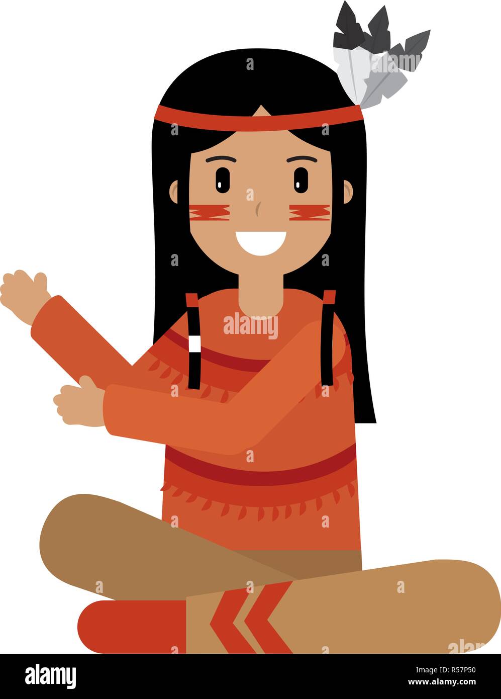 native american portrait character girl vector illustration Stock ...