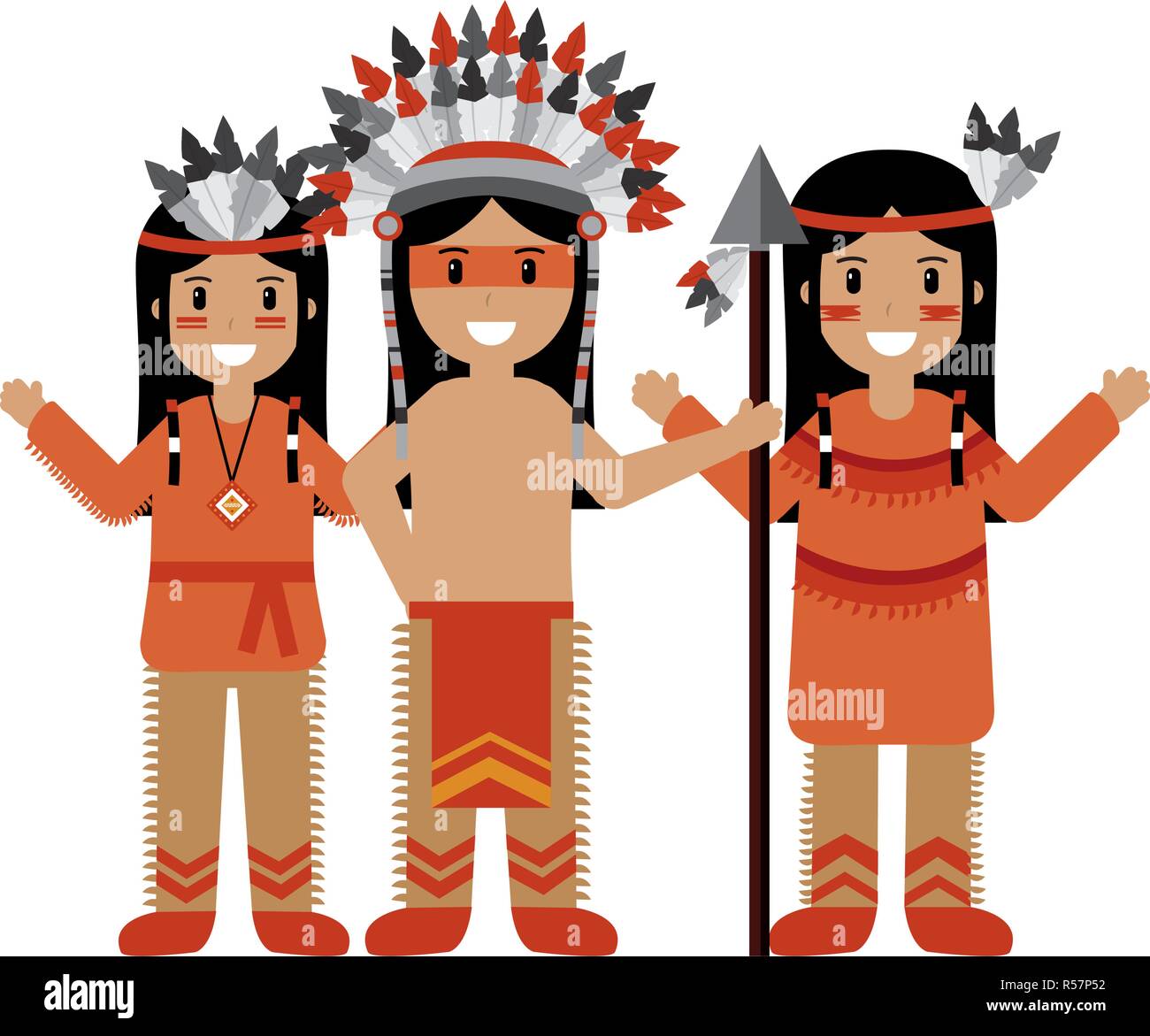 native american character warriors with weapon vector illustration ...