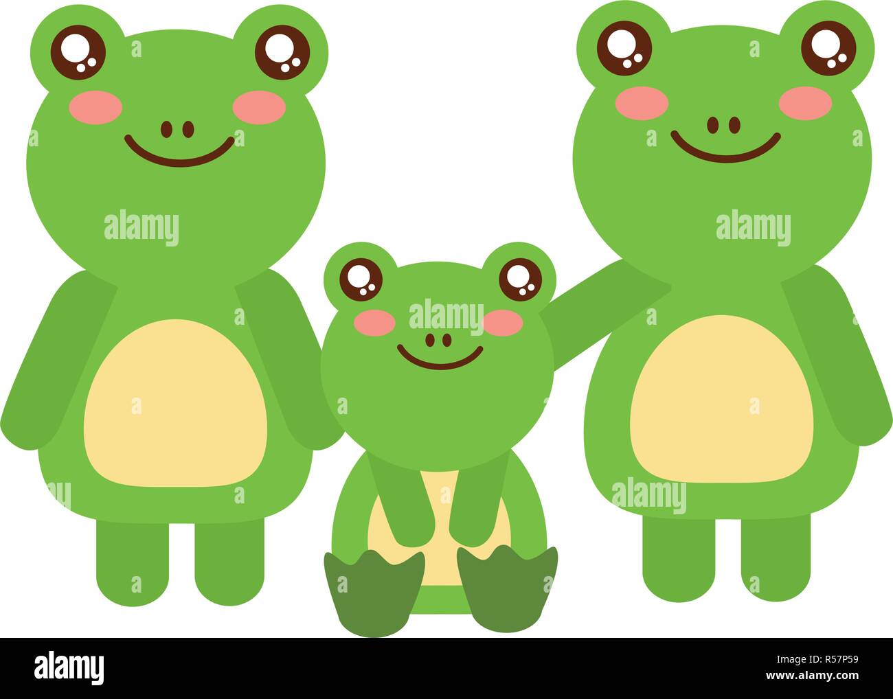 cute family frogs animals cartoon vector illustration Stock Vector ...