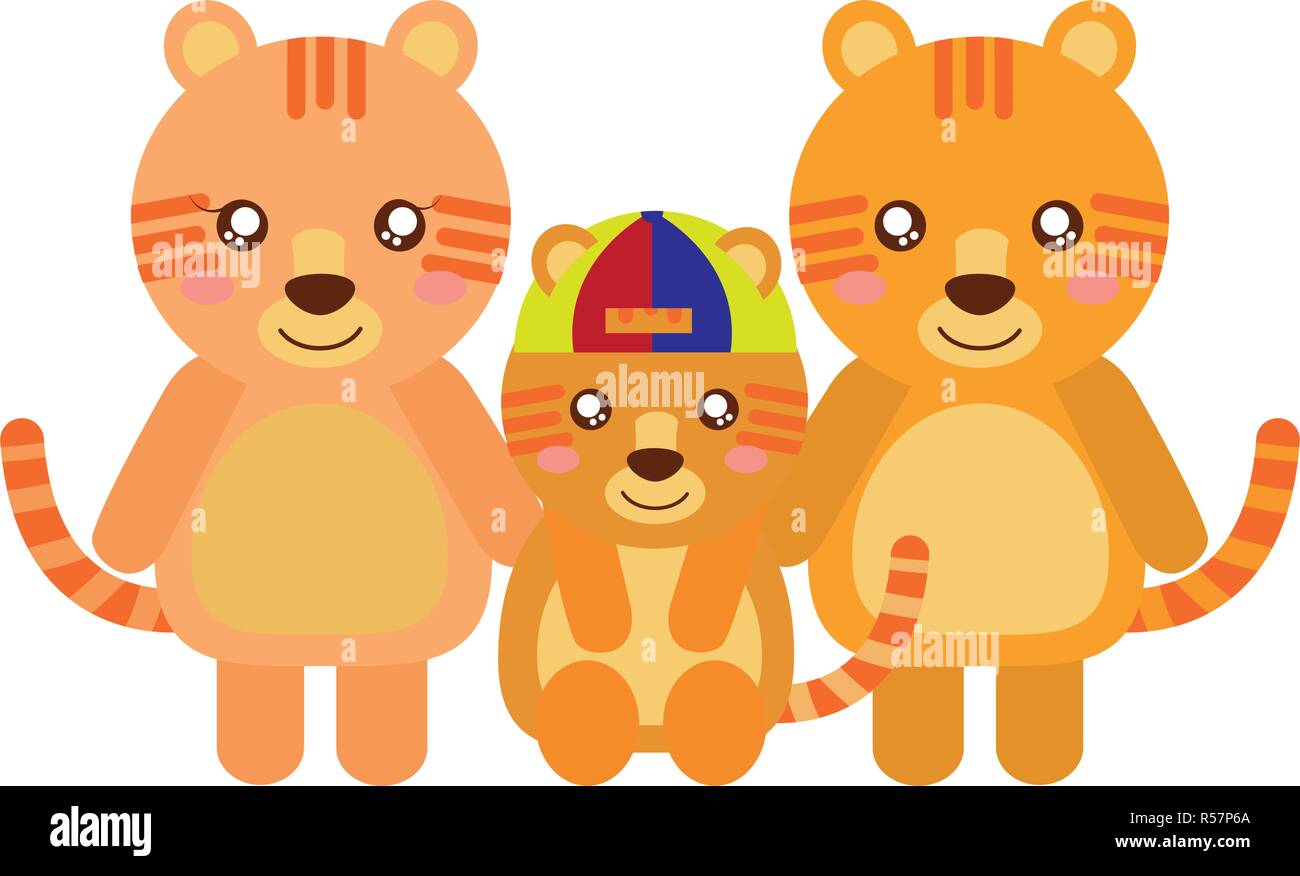 cute family tigers animals cartoon vector illustration Stock Vector Image & Art - Alamy