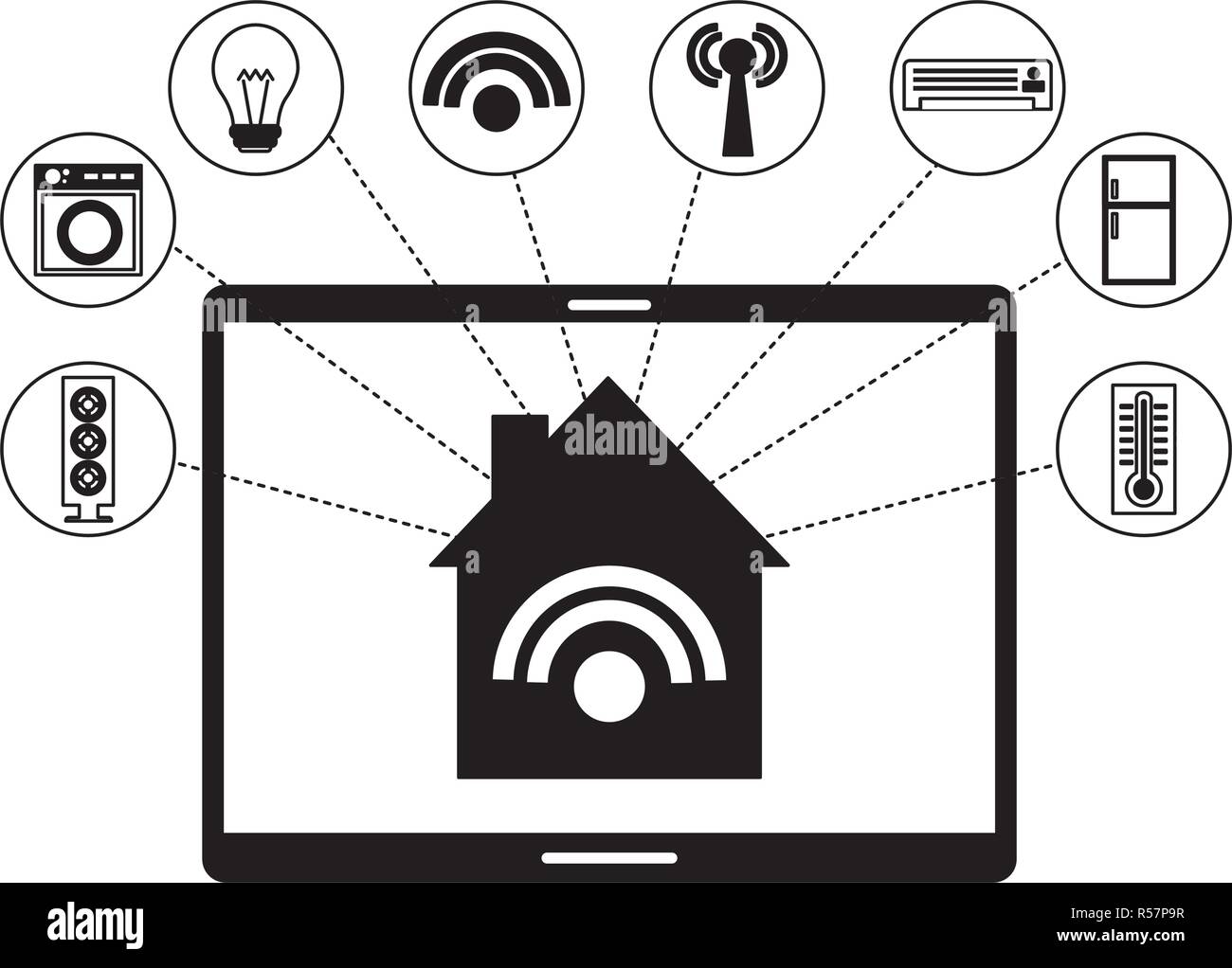 cellphone control remote smart home vector illustration Stock Vector ...