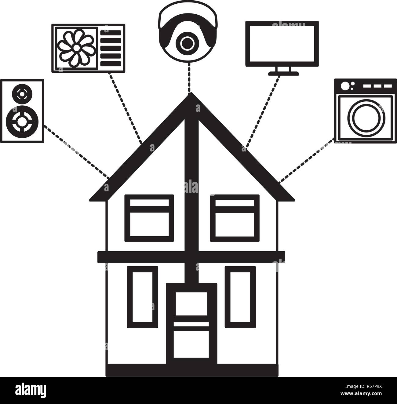 smart home monitoring control app vector illustration Stock Vector ...