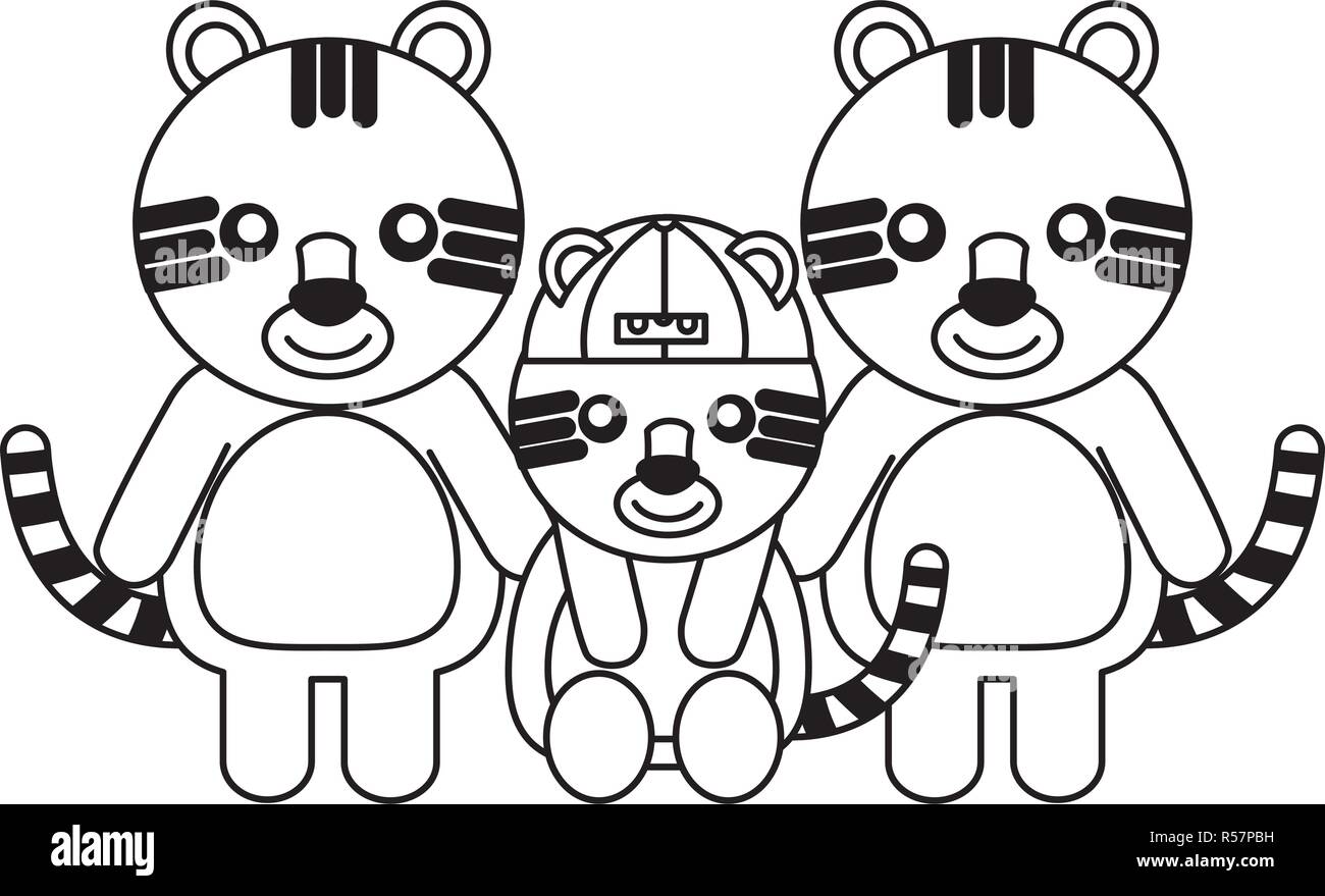 cute family tigers animals cartoon vector illustration Stock Vector Image & Art - Alamy