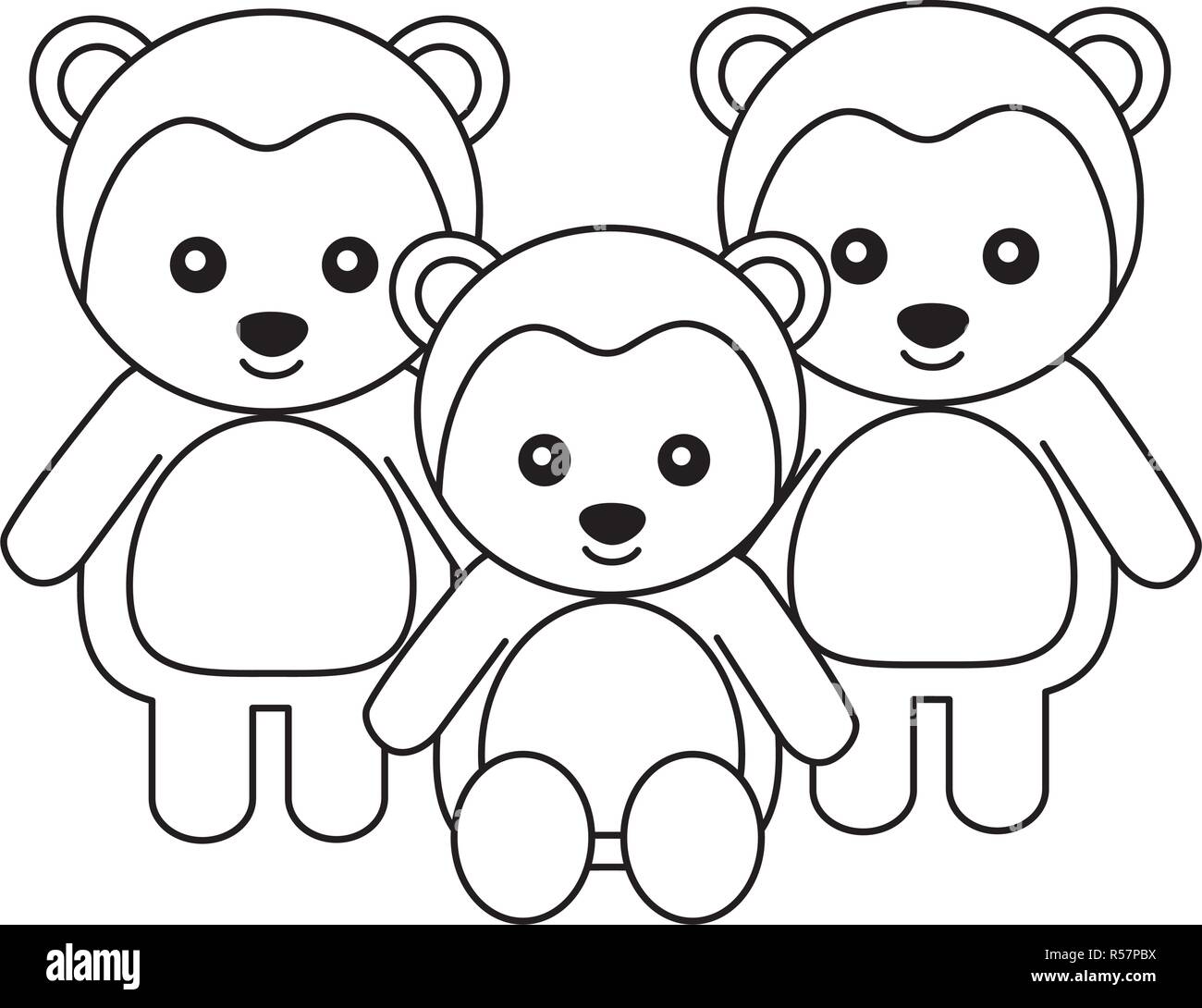 cute family monkeys animals cartoon vector illustration Stock Vector ...