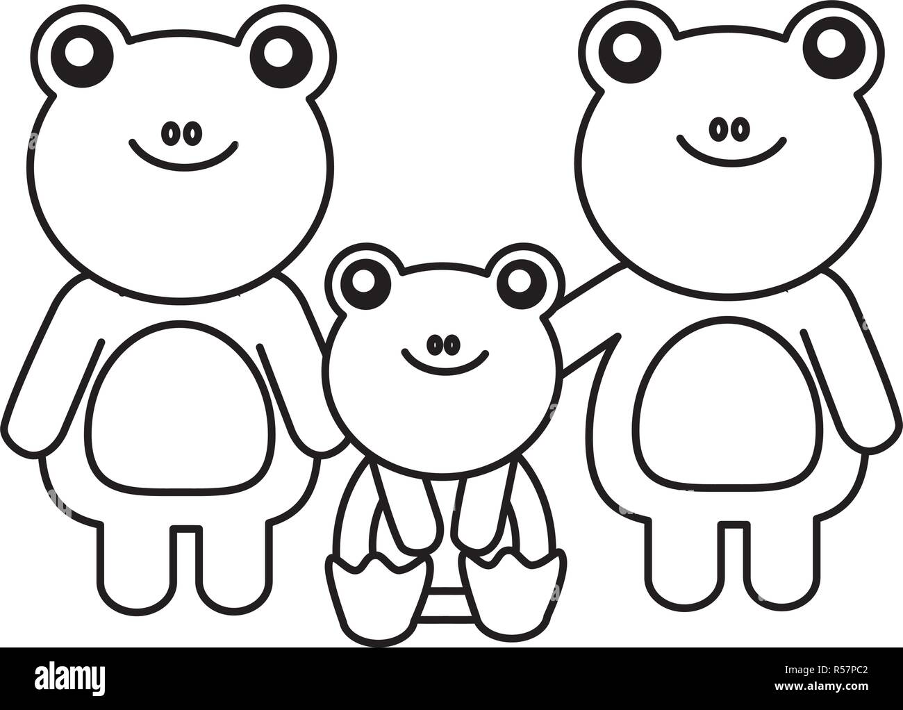 cute family frogs animals cartoon vector illustration Stock Vector ...