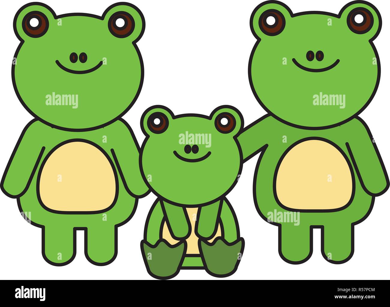 cute family frogs animals cartoon vector illustration Stock Vector ...