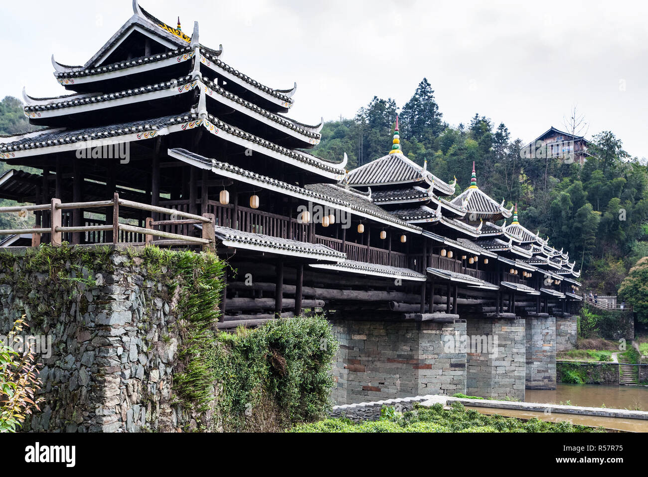 Dong people Chengyang Wind and Rain Bridge Stock Photo - Alamy