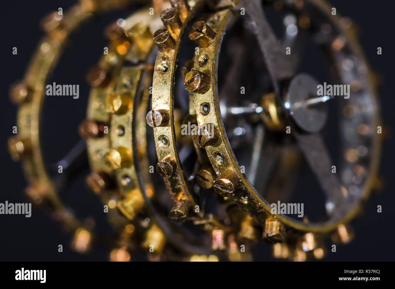 Watch Parts: Close Look at Row of Vintage Metallic Balance Wheels Stock ...