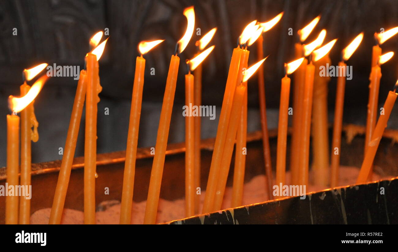 luminous candles in the nativity church at bethlehem Stock Photo - Alamy