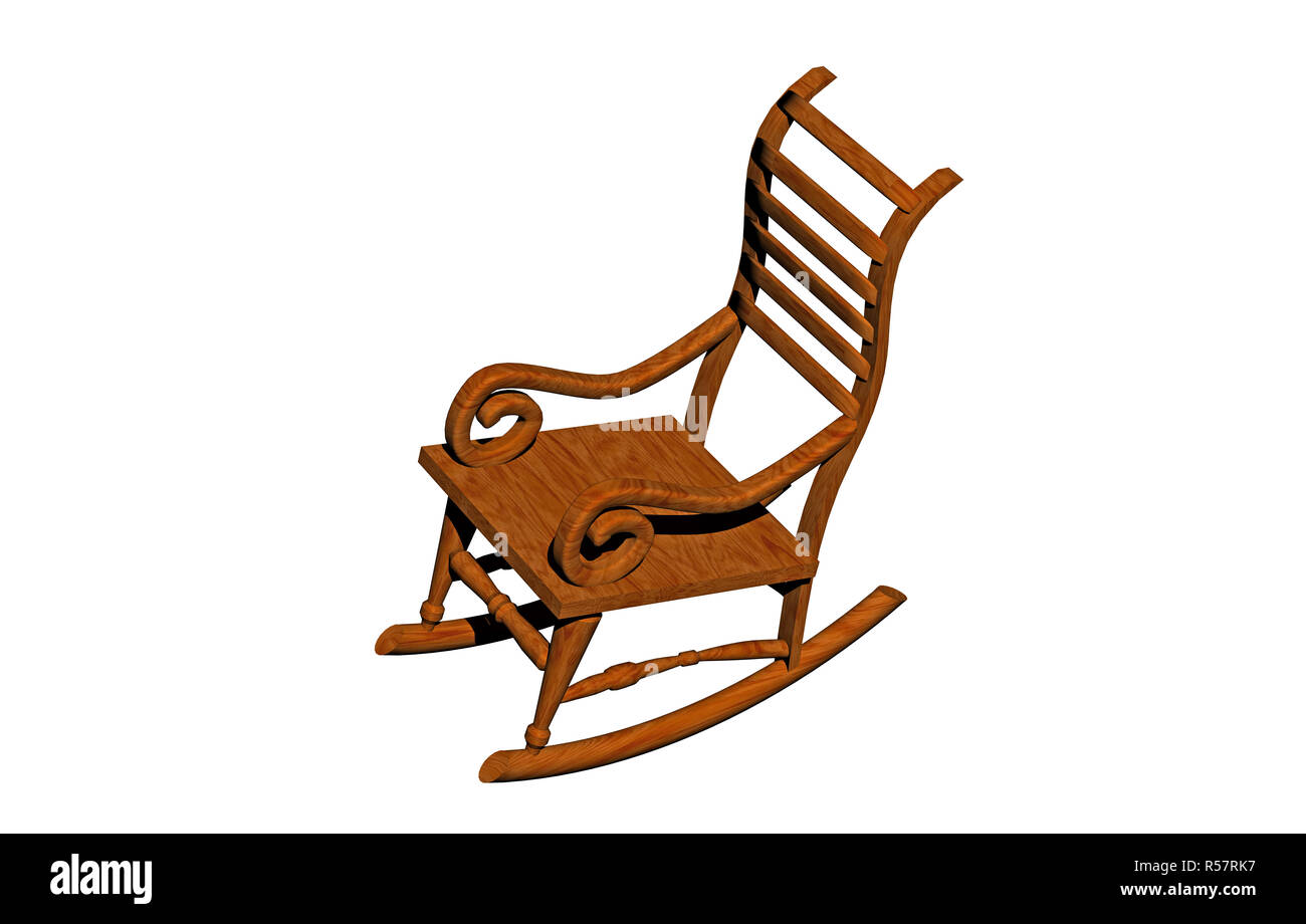wooden rocking chair isolated Stock Photo - Alamy
