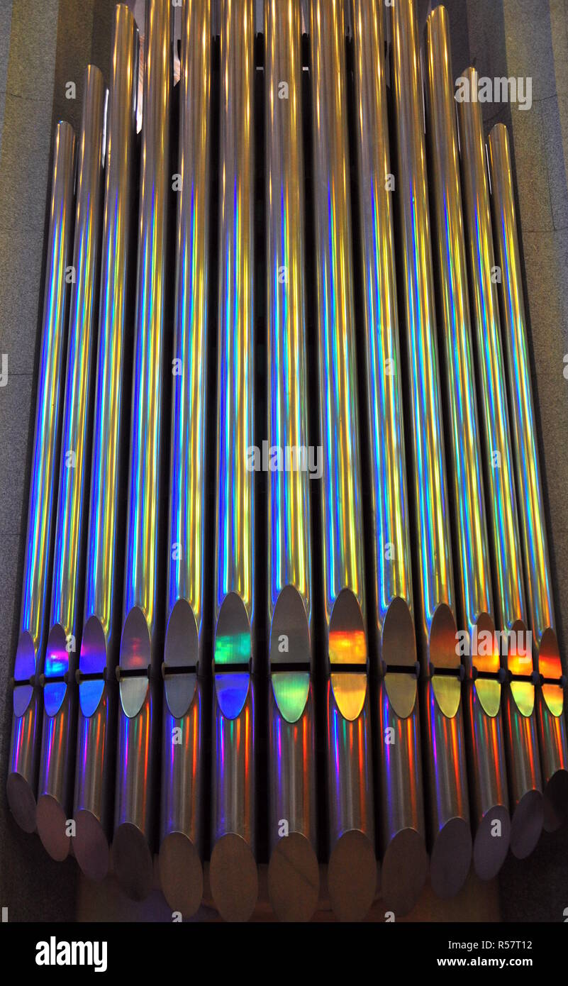shiny organ pipes in the sagrada familia of barcelona Stock Photo - Alamy