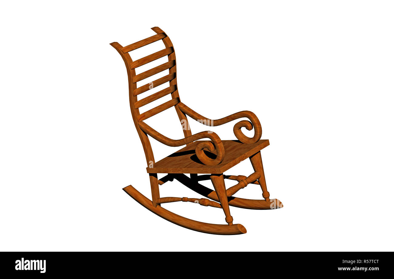 wooden rocking chair isolated Stock Photo - Alamy