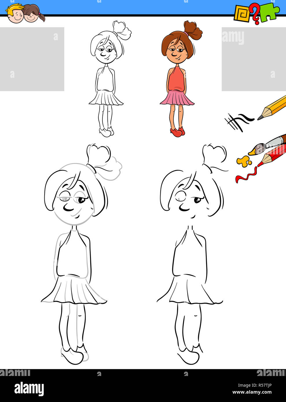 drawing and coloring worksheet Stock Photo - Alamy