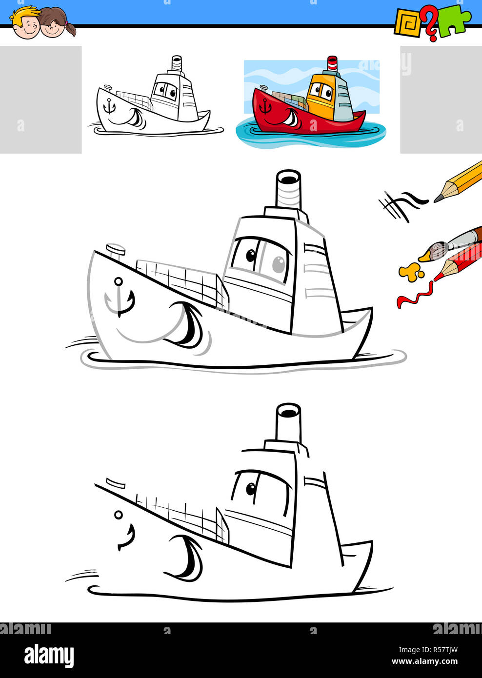 draw and color drawing activity Stock Photo - Alamy