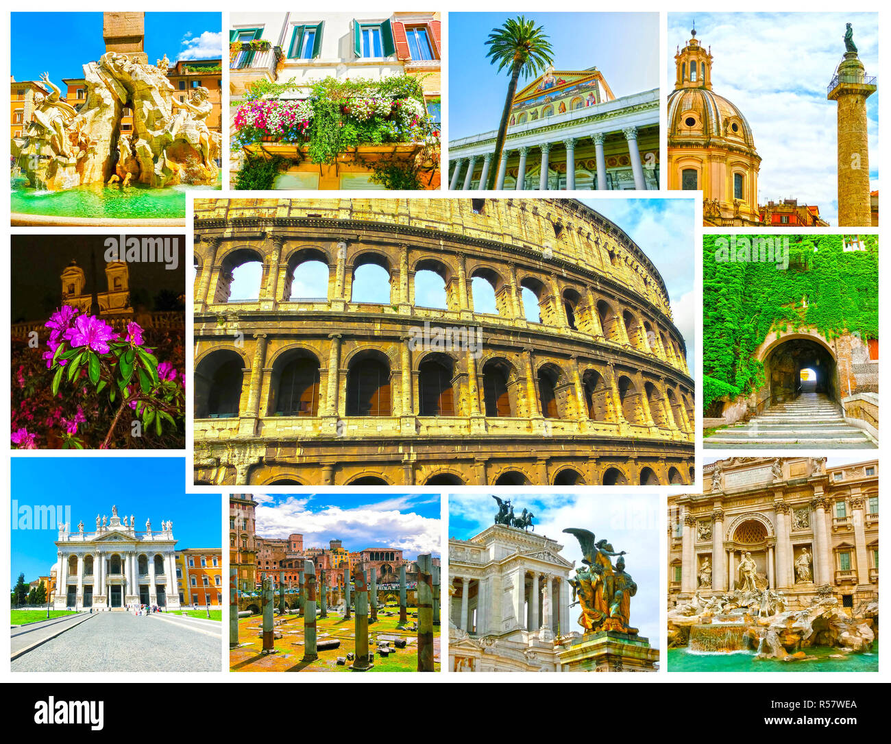 The collage from best views of Rome, Italy Stock Photo - Alamy