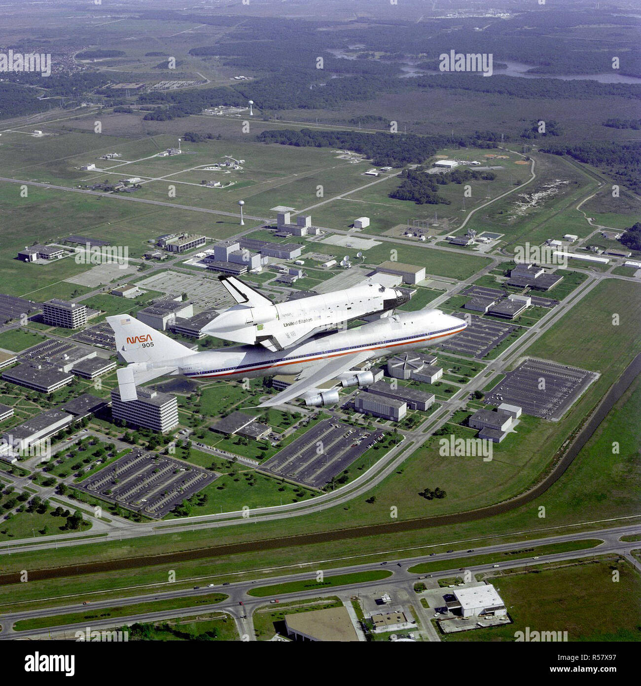 View of the Shuttle Challenger atop the Shuttle Carrier Aircraft (SCA ...