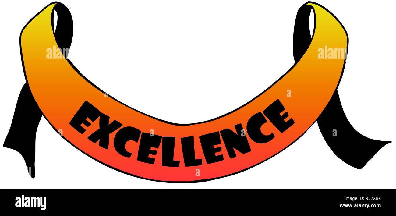 Orange ribbon withEXCELLENCE text Stock Photo - Alamy